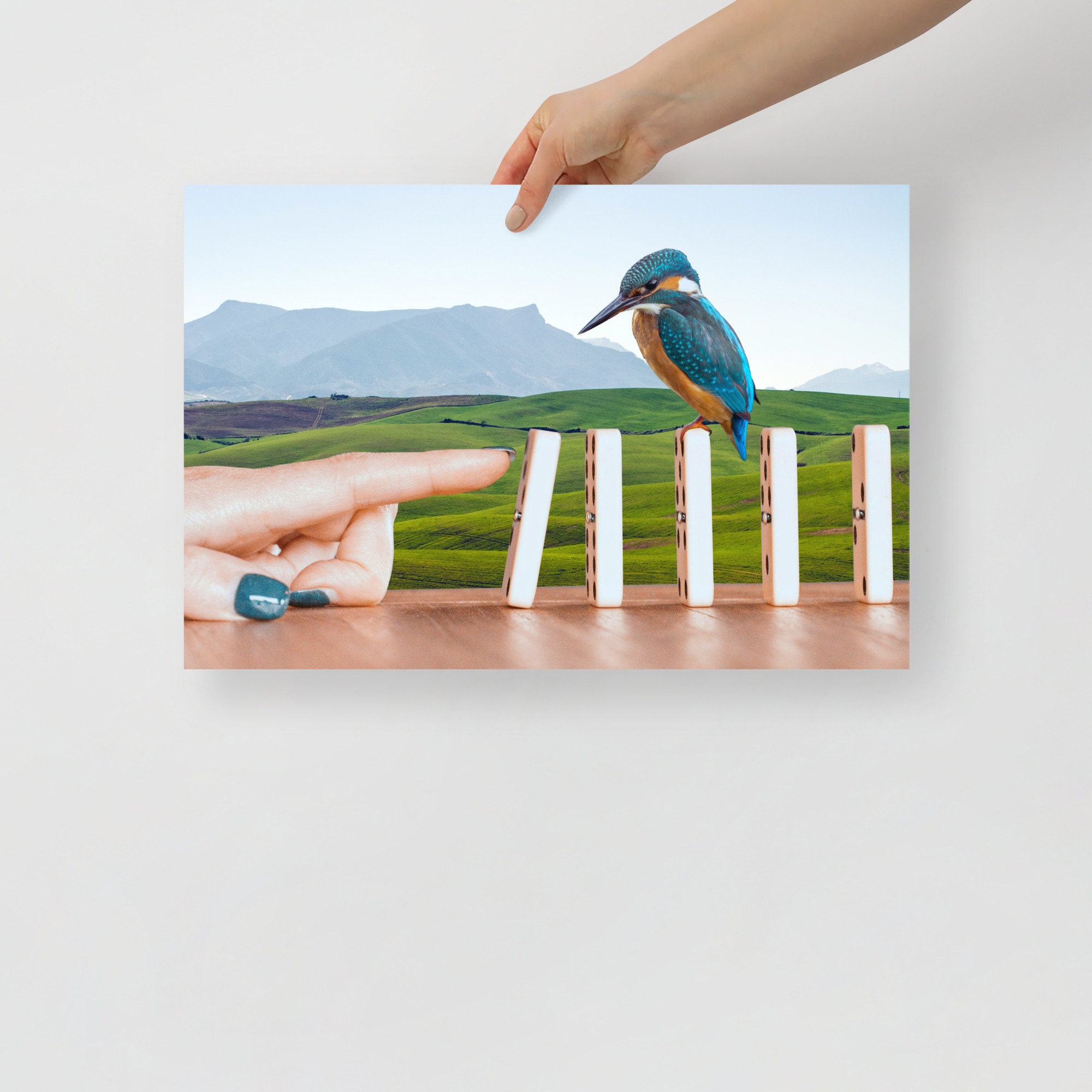 Surreal Collage Art Print Tipping Point: A Domino Effect Unique Home ...