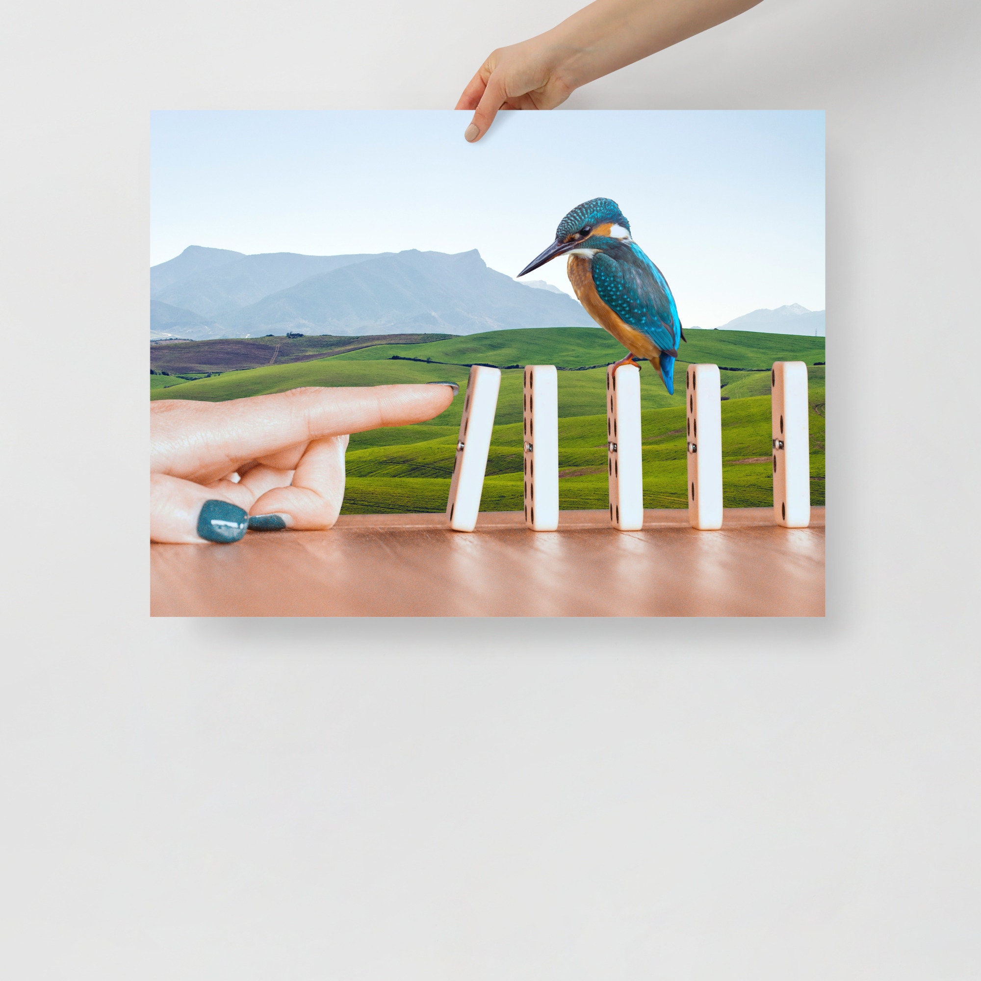 Surreal Collage Art Print - Tipping Point: A Domino Effect - Unique ...