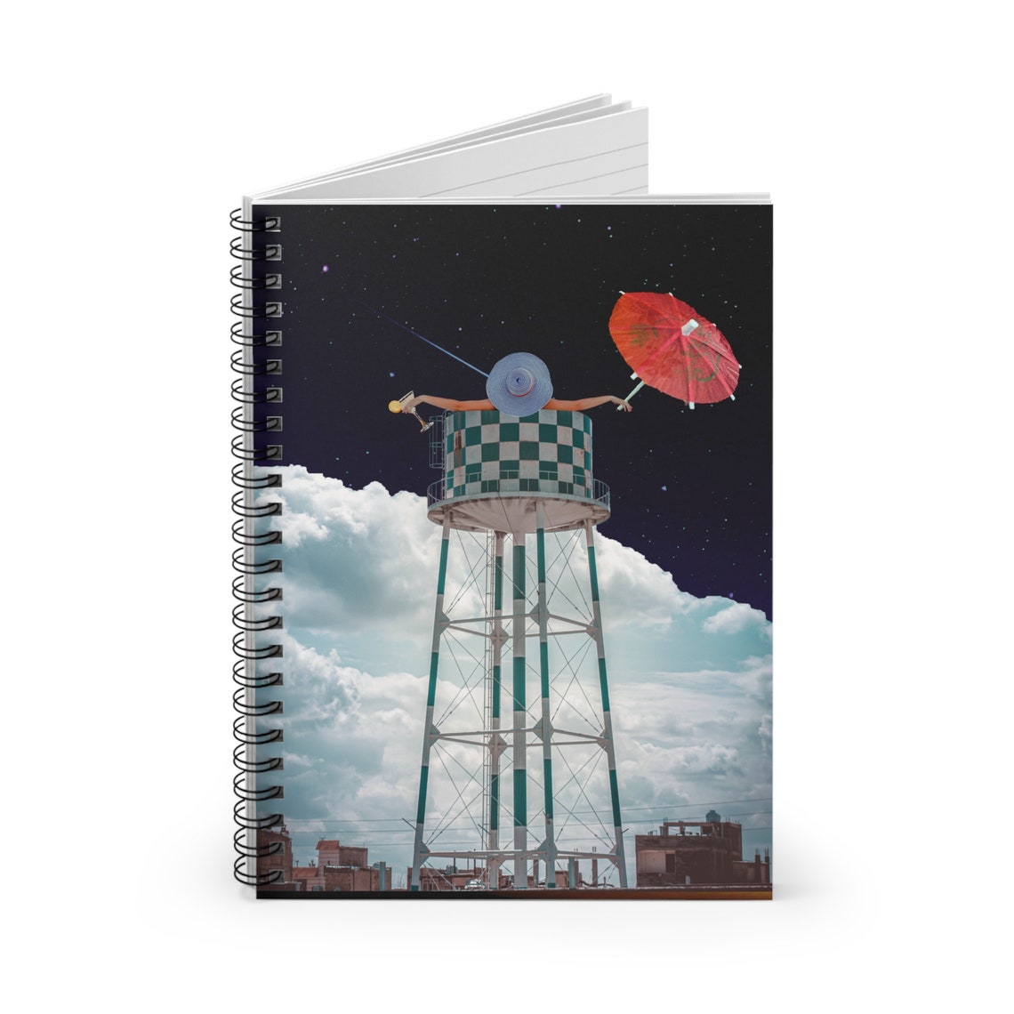 Spiral Notebook With Unique Collage Art Print: 'soaked' - Martini ...