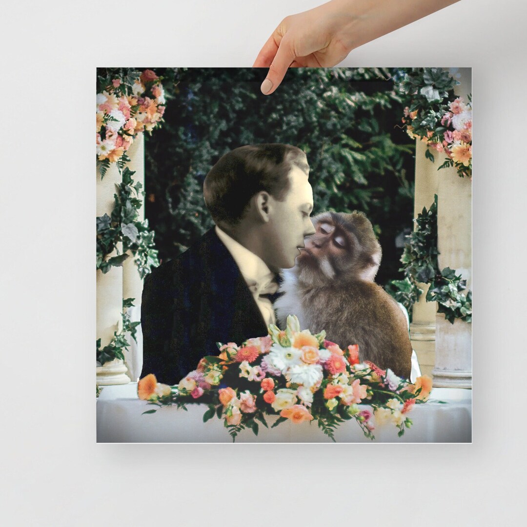 Quirky Head Table Decor "anything Goes" Kanoodling Monkey and Groom Art ...