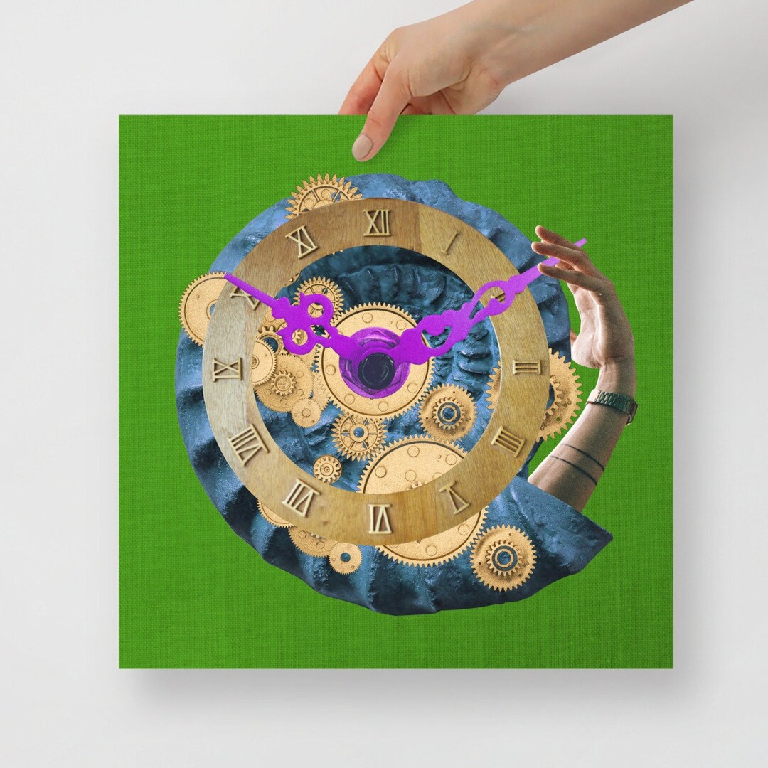 Industrial Steampunk Clock Art Print - Departure Time Collage With ...