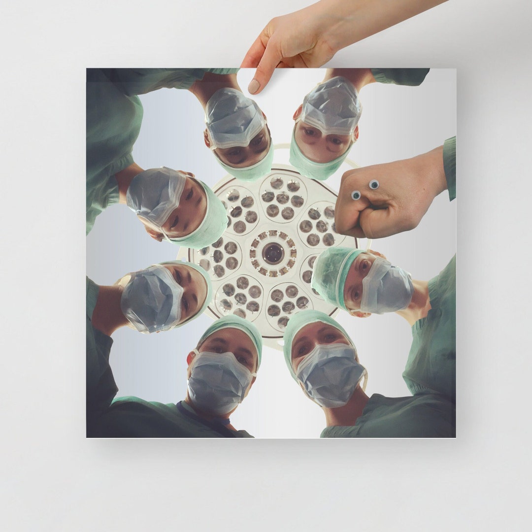 Unique Collage Print "scrubbed Up" : Humorous Doctors in Scrubs & Masks ...