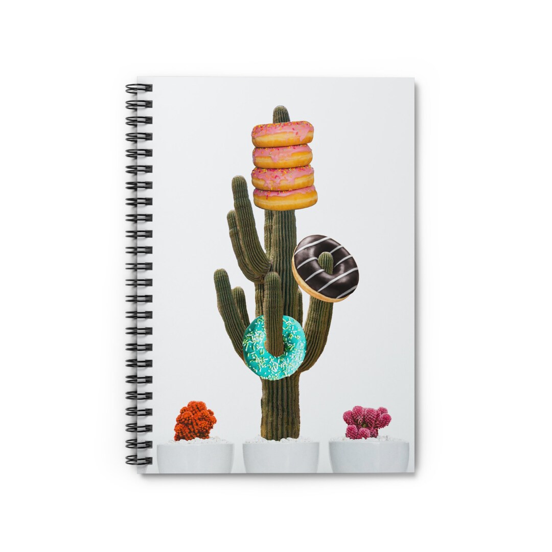 Unique Notebook With Giving Tree Art & Colorful Donut Cactus Design - Etsy