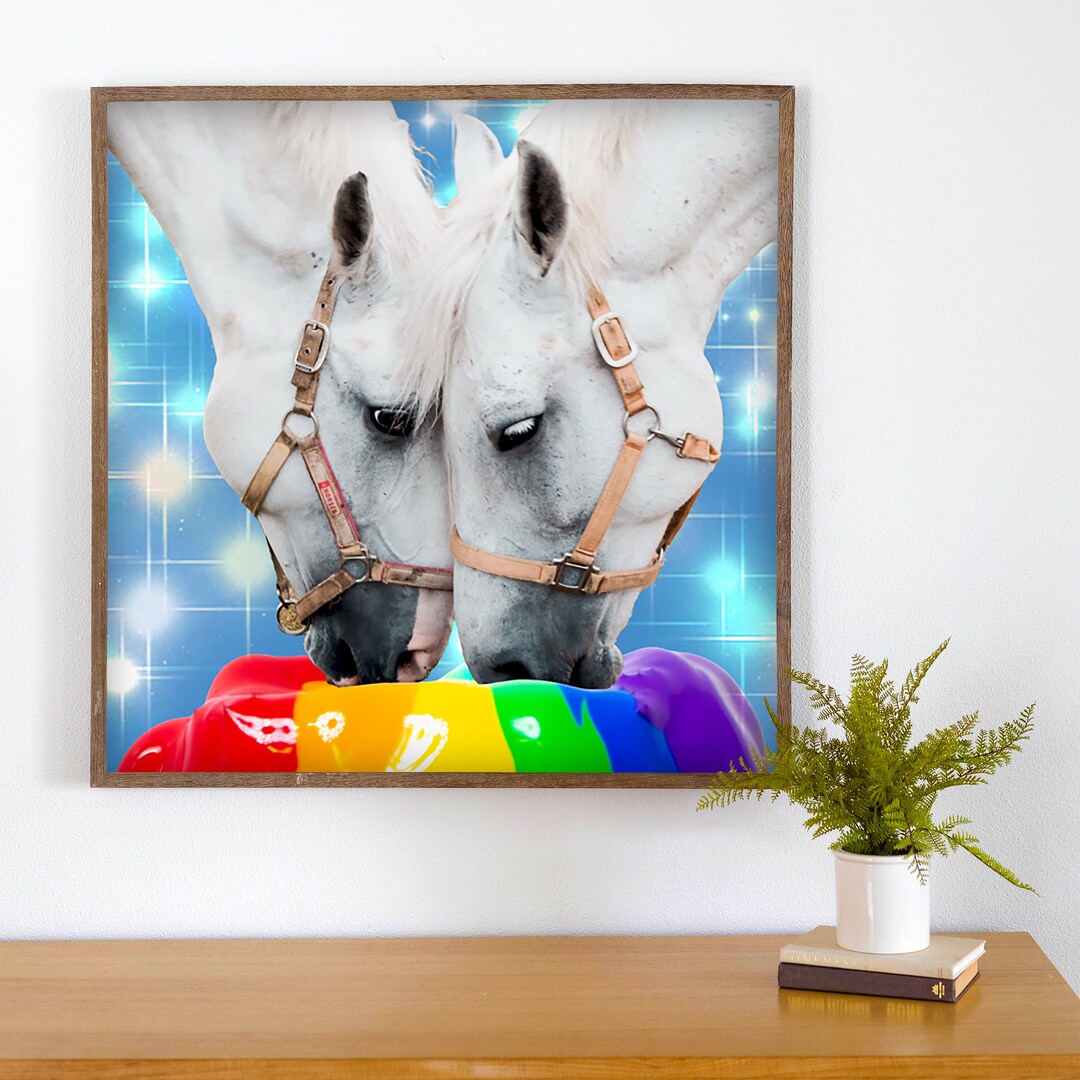 Whimsical Collage Art Print Pooping Rainbows With White - Etsy