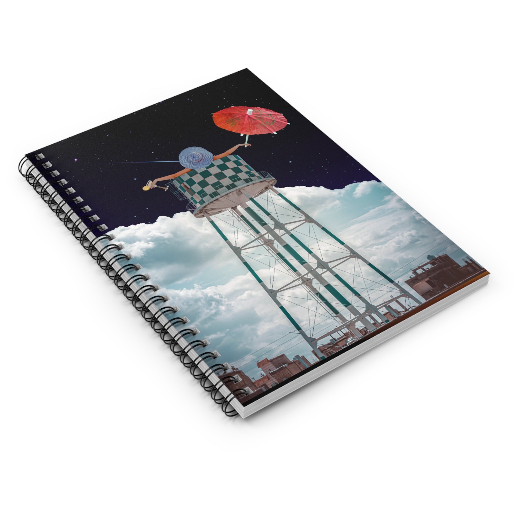 Spiral Notebook With Unique Collage Art Print: 'soaked' - Martini ...
