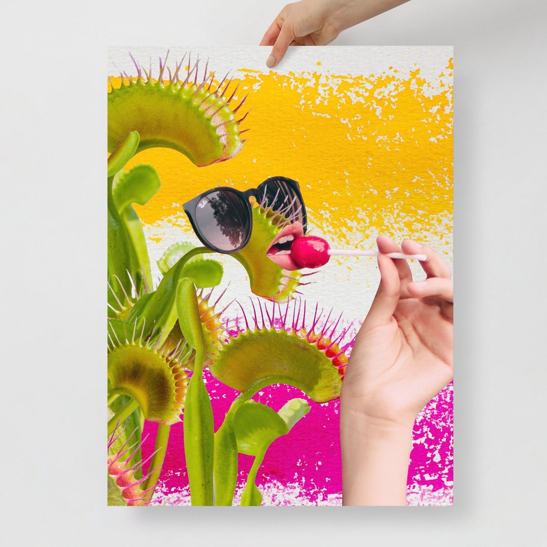 Unique Plant Lover's Art: 'it's A Trap' - Surreal Collage Print With ...