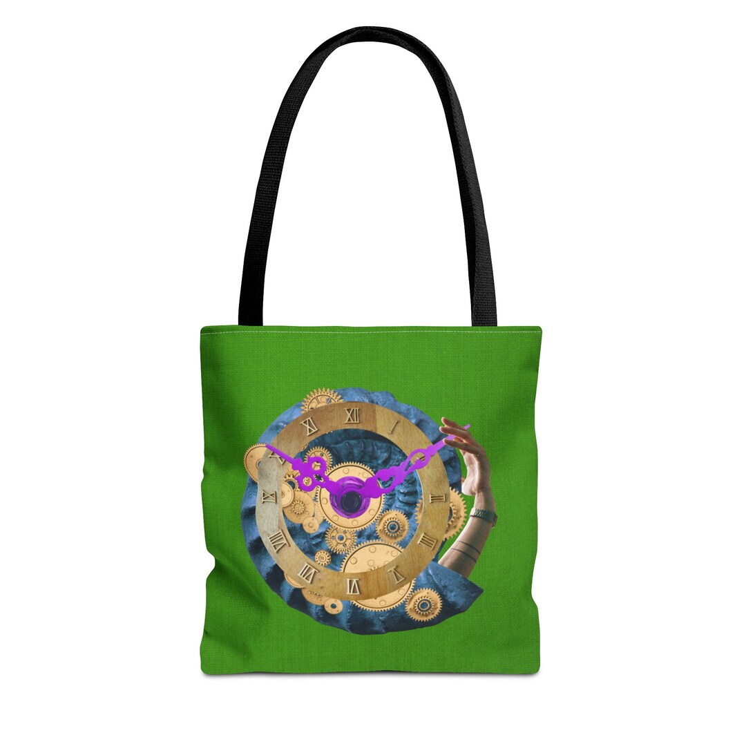 Steampunk Clock Tote Bag With Surreal Ammonite Art Print - Departure ...