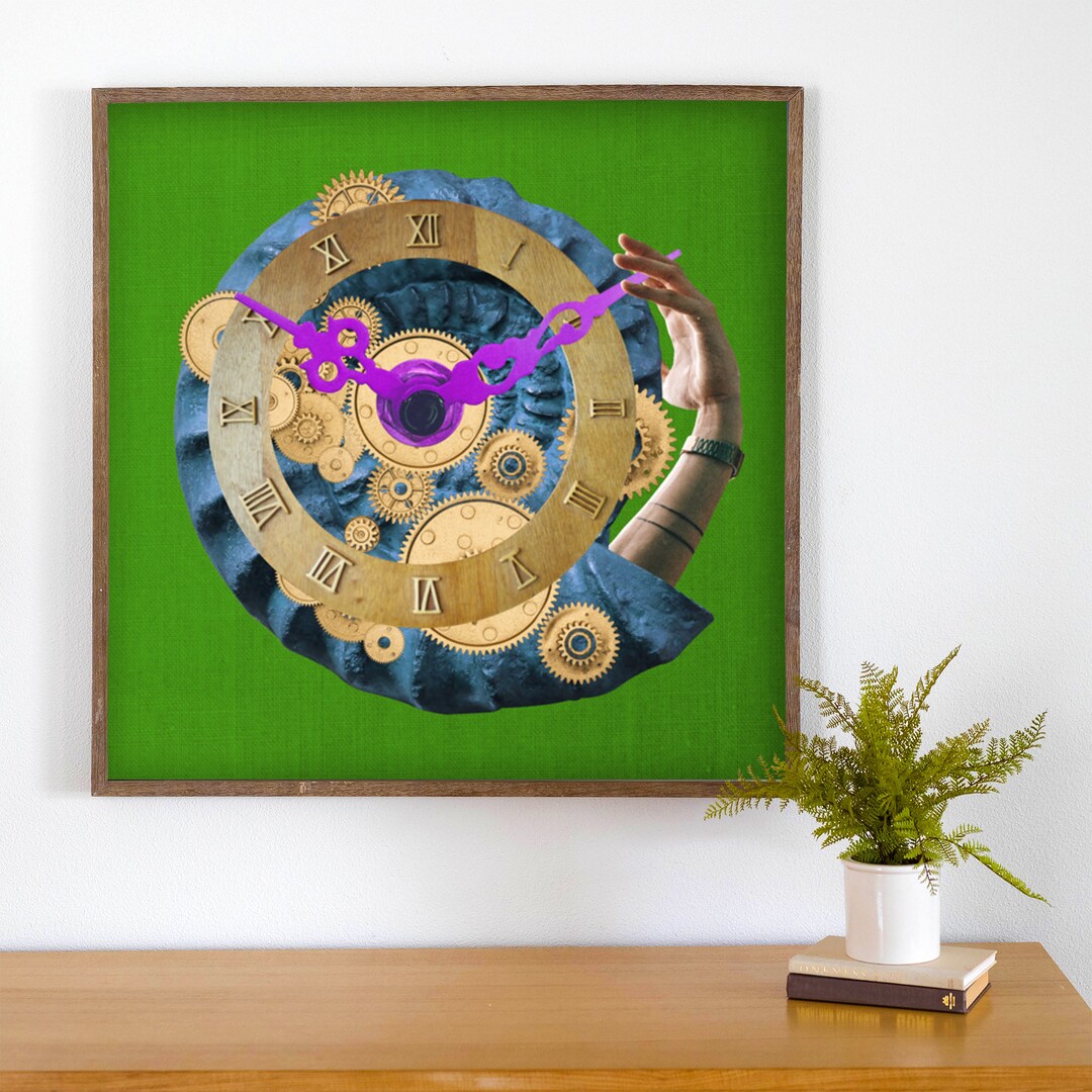 Industrial Steampunk Clock Art Print Departure Time Collage - Etsy