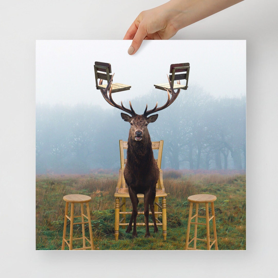 Unique Surreal Stag Art Print - 'the Seated Stag' Print With Guru Vibes ...