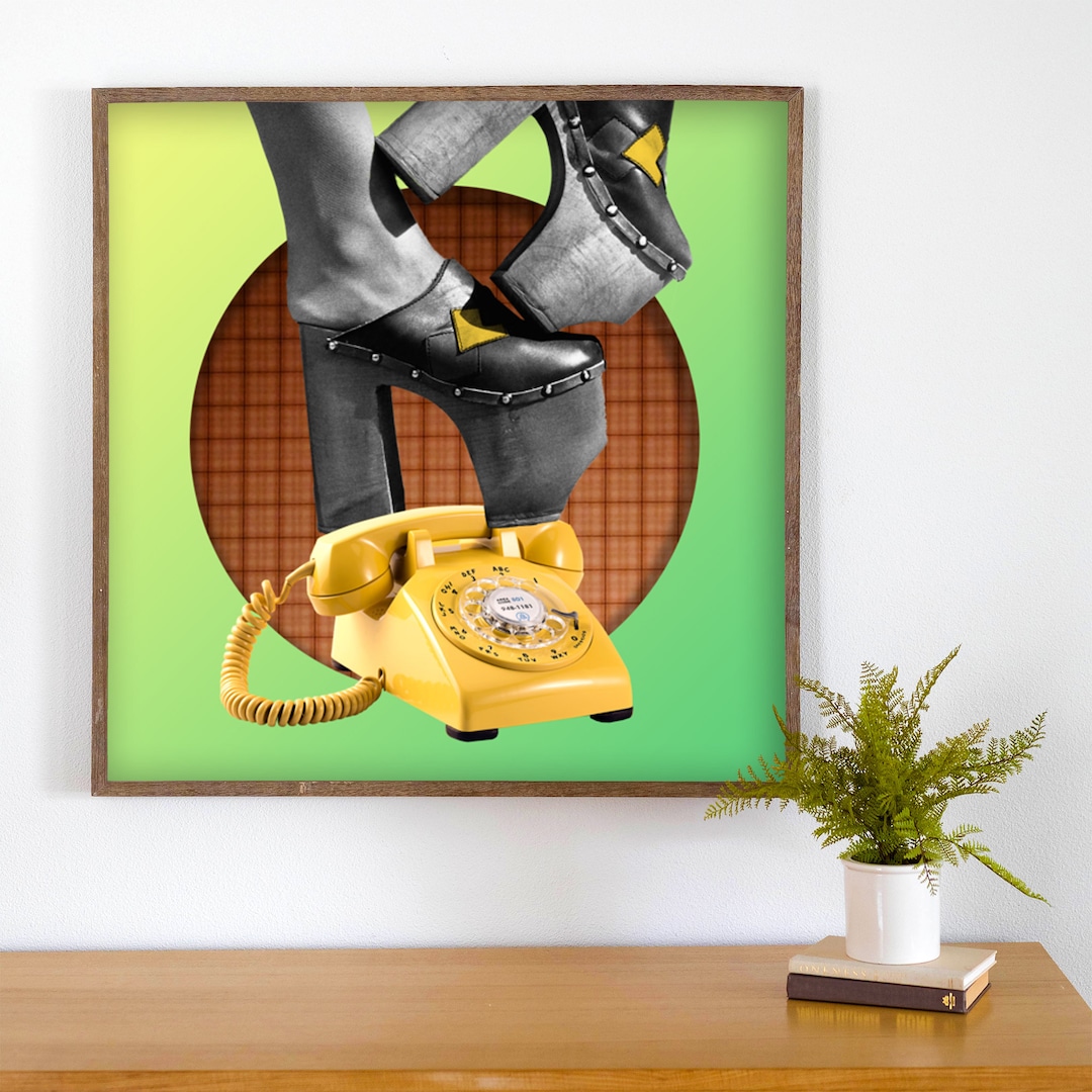 Playful Balance: Collage Art Print of hold My Calls With - Etsy