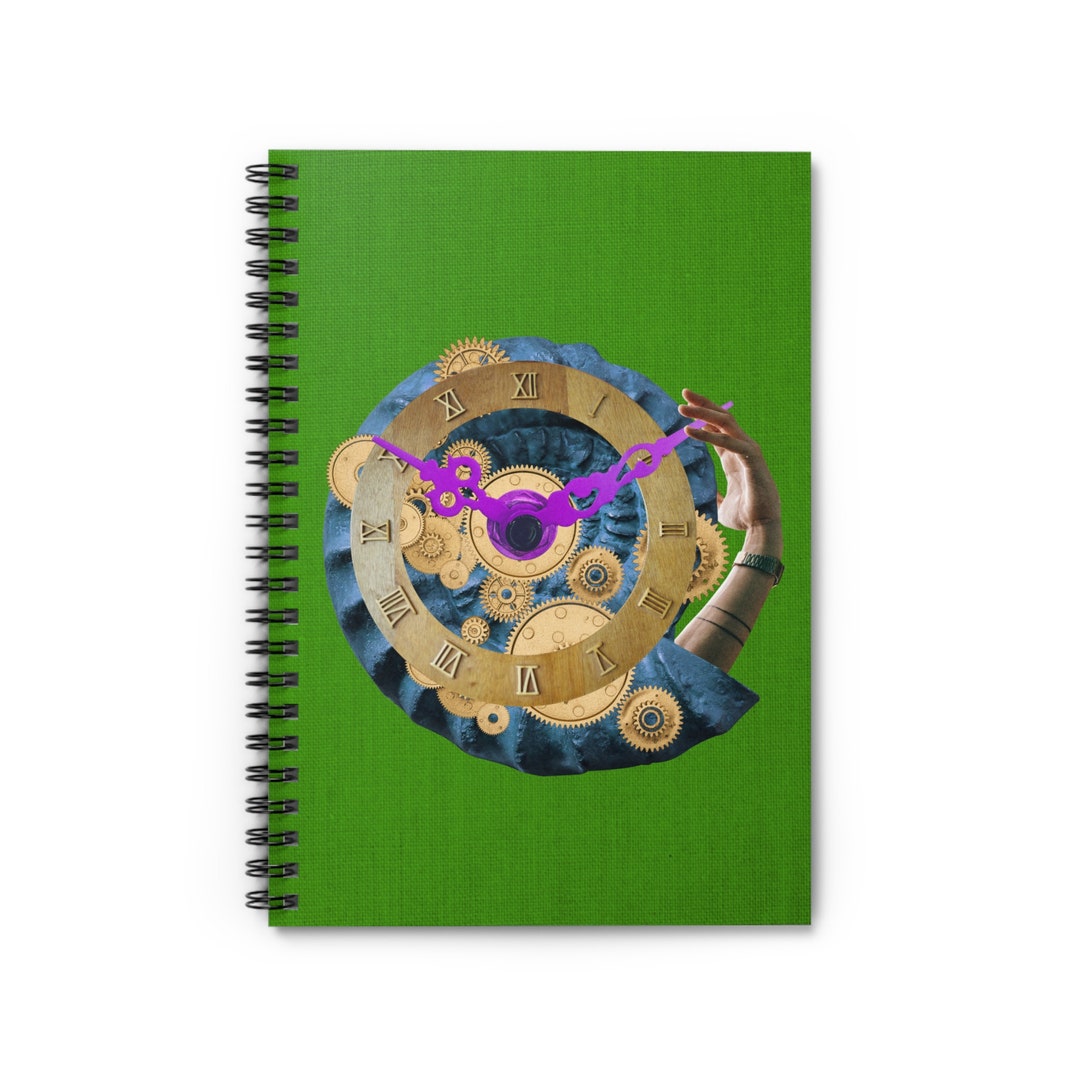 Steampunk Ammonite Clock Spiral Notebook With Digital Collage Art ...
