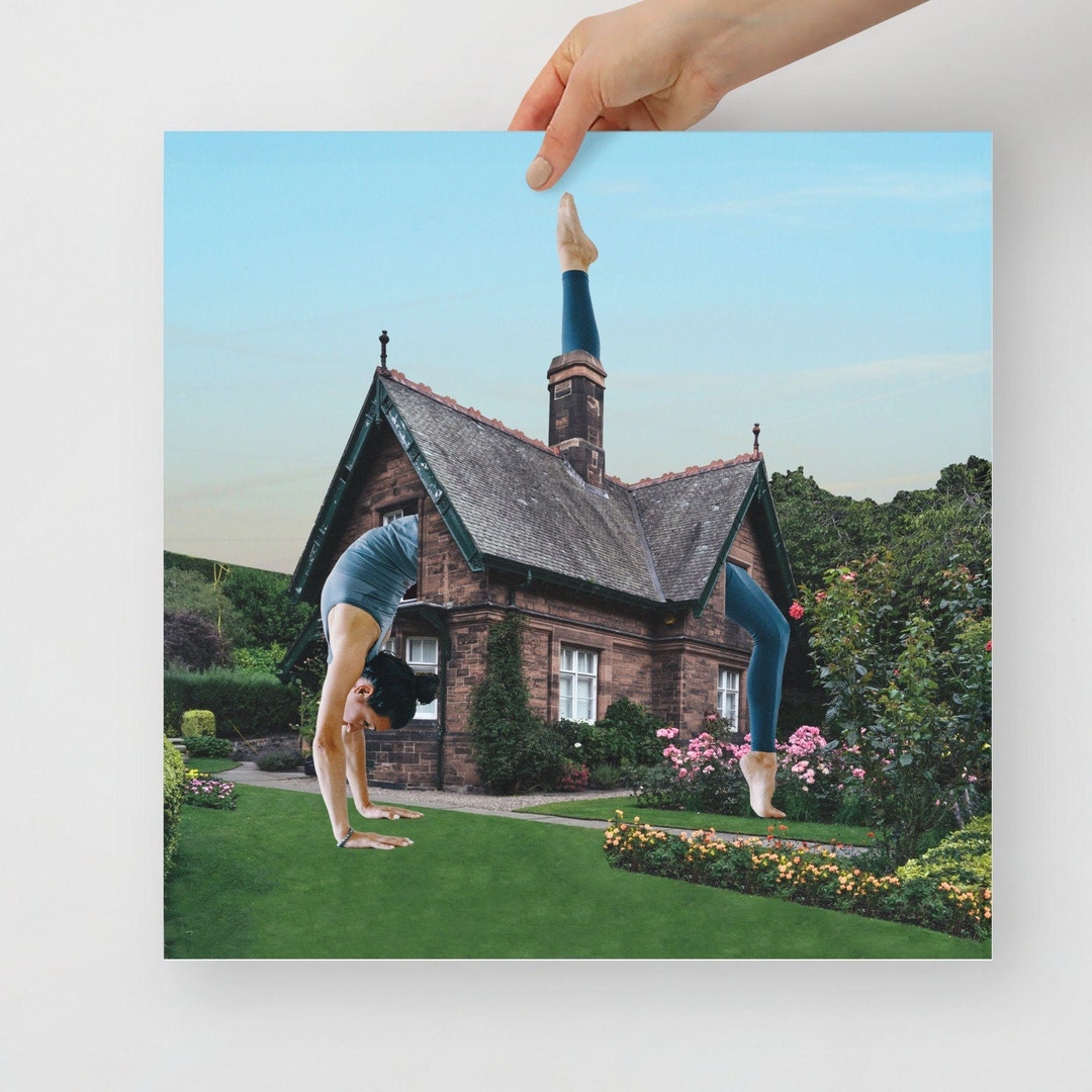 Collage Art Print "namaste Home" - Serene Yoga Giantess in Cottage ...