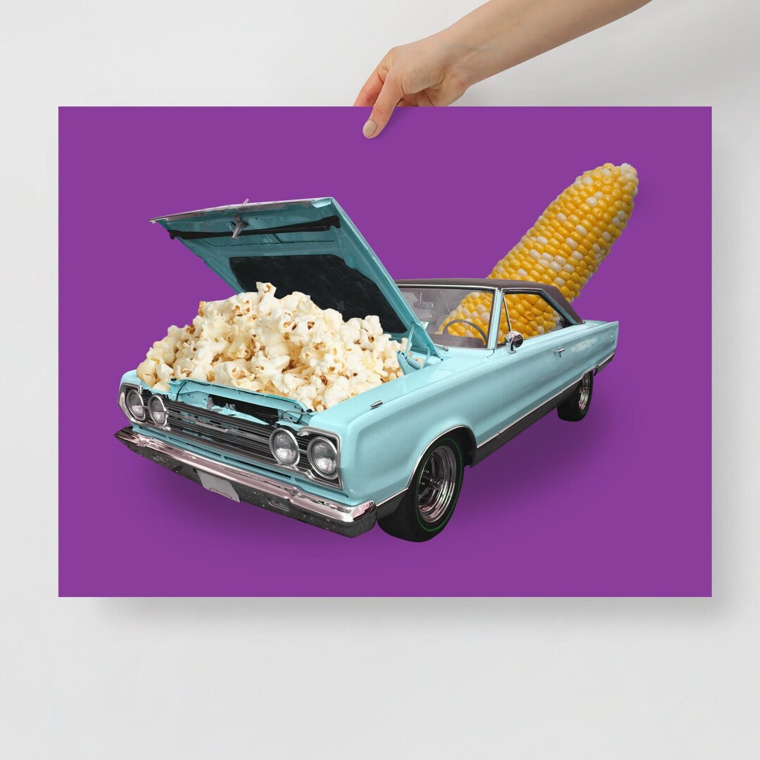 Surreal Collage Art Print - Poppin' Ride: Popcorn Car Fantasy - Etsy