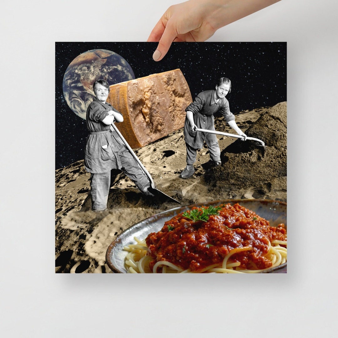 Out of This World Cheesy Delight: 'extra Cheese Please' Collage Art ...