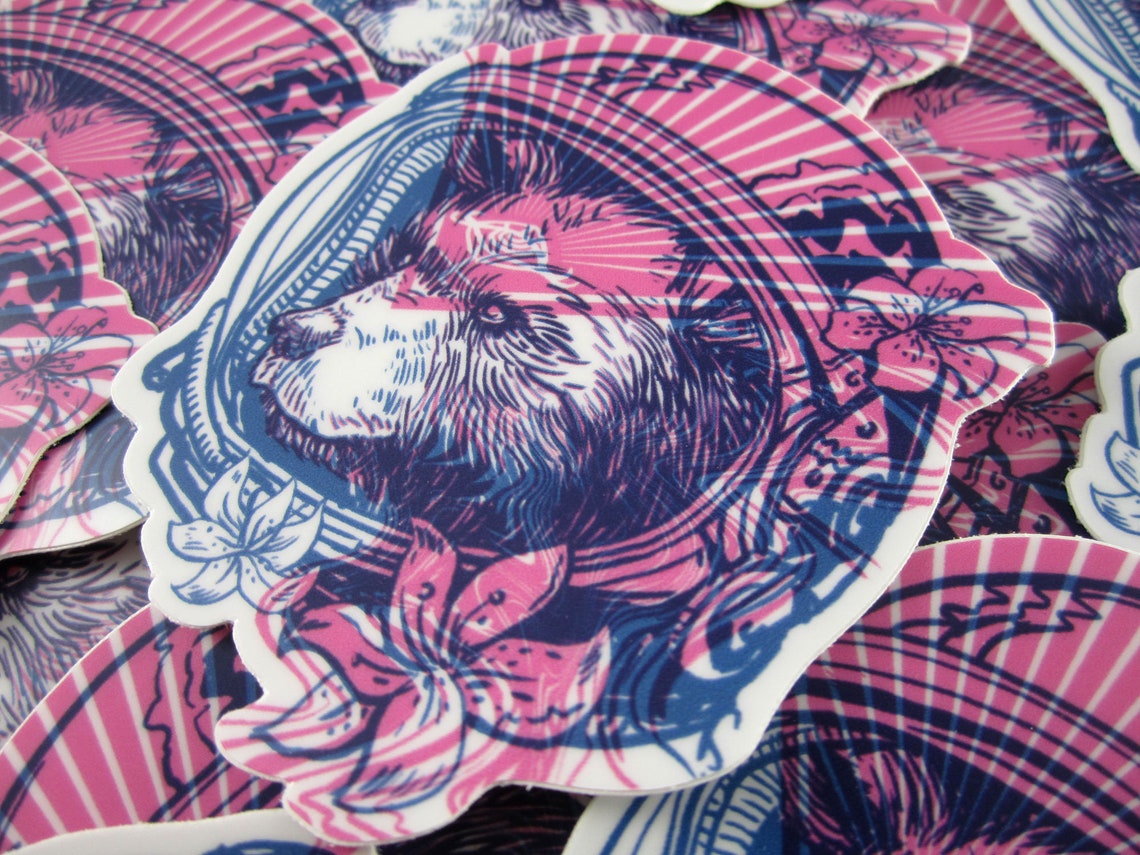 Psychedelic Cosmonaut Bear — 3" Vinyl Sticker - Etsy