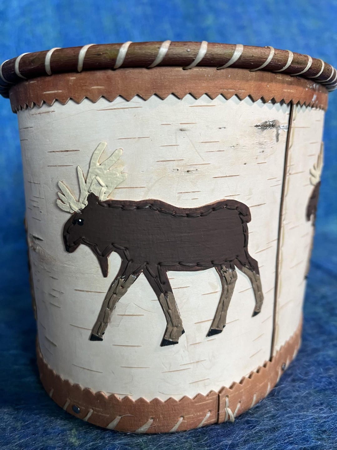 276 Four Moose Oval Birch Bark Basket - Etsy