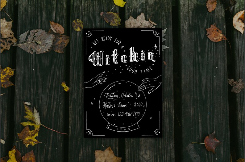 Printable Witch Theme Party Invitation 5x7 Hand - Etsy