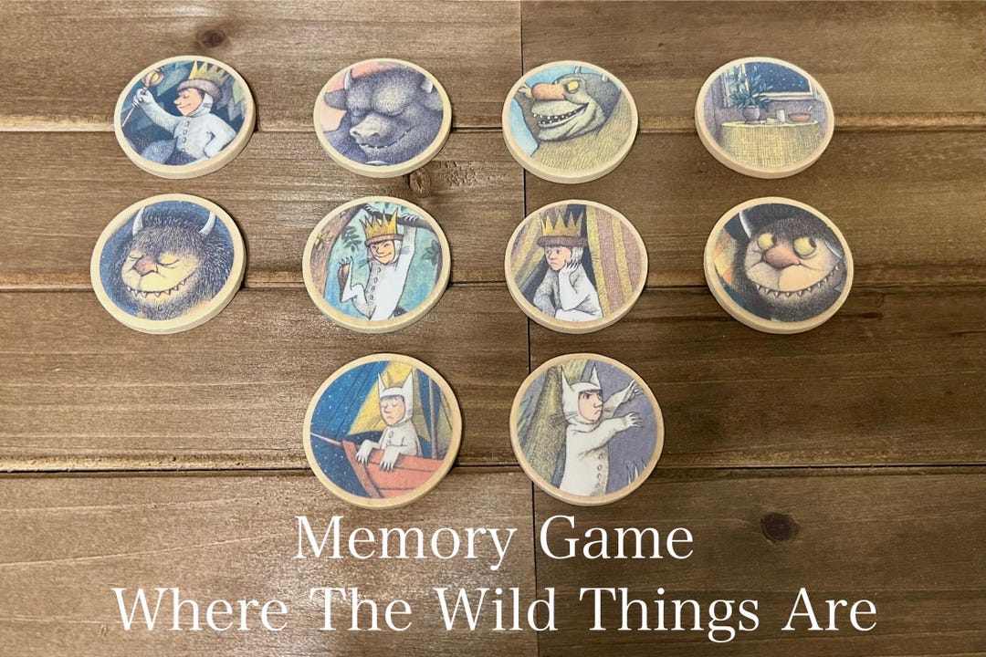 Wooden Memory Game - Where the Wild Things Are Theme - Educational - 20 ...