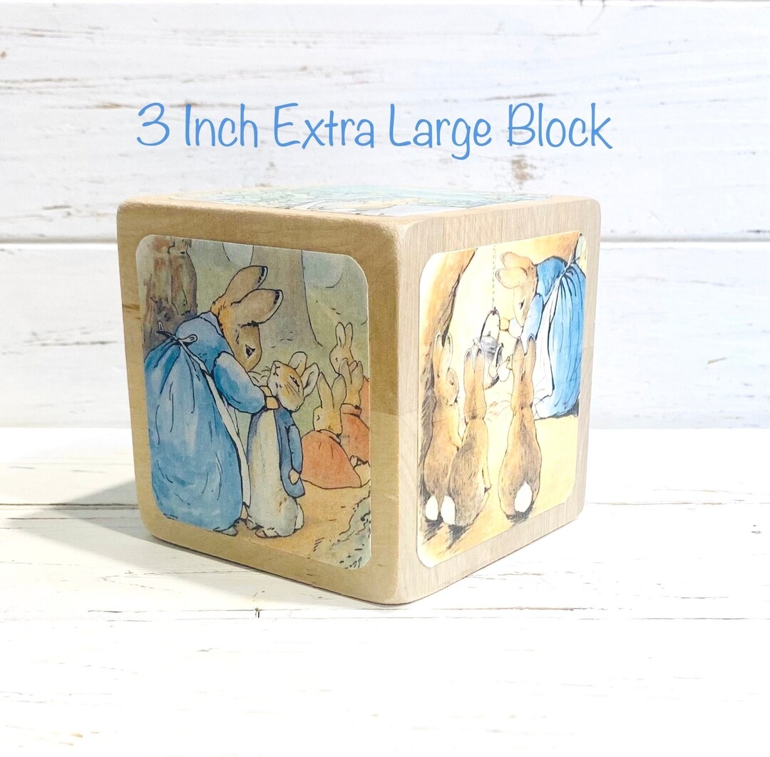 Beatrix Potter - EXTRA LARGE 3 Inch Wooden Block - Peter Rabbit ...