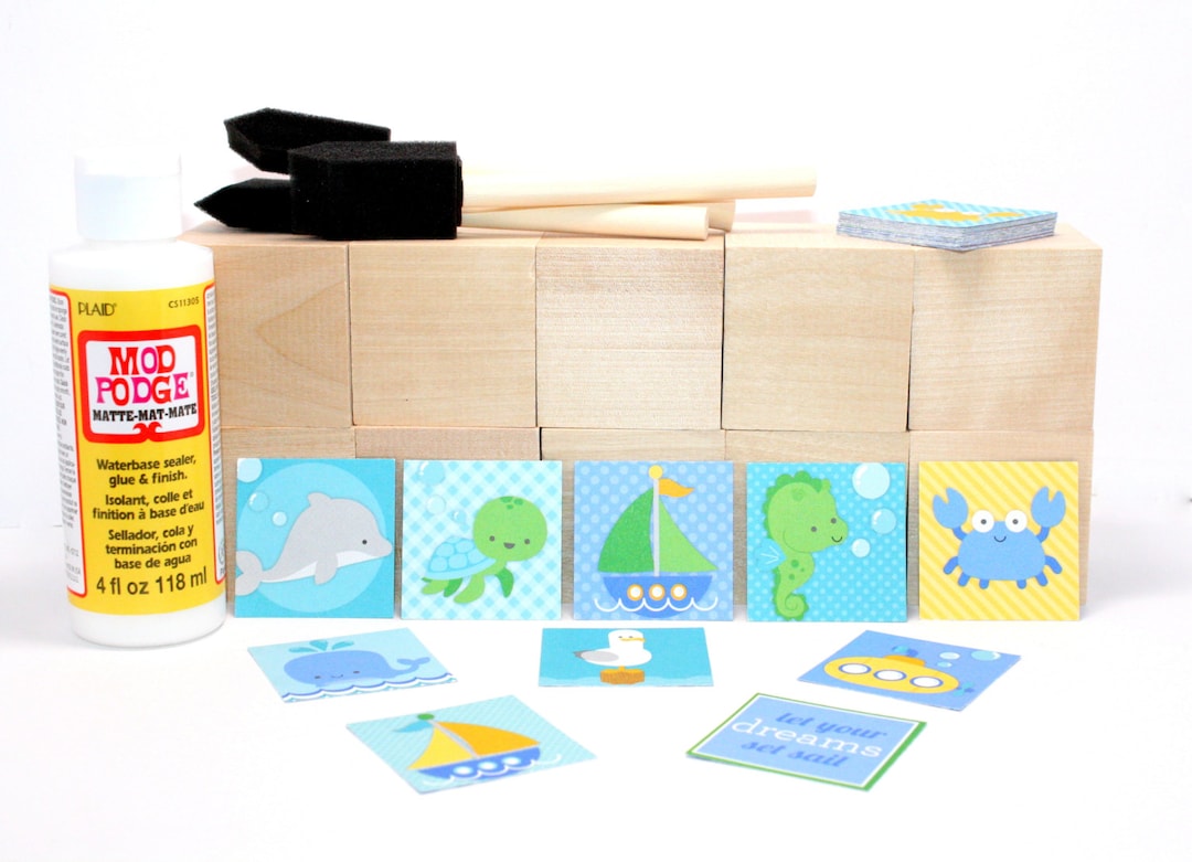 DIY Block Kit Activity - Baby Shower Craft - Wood Blocks - Baby Boy ...