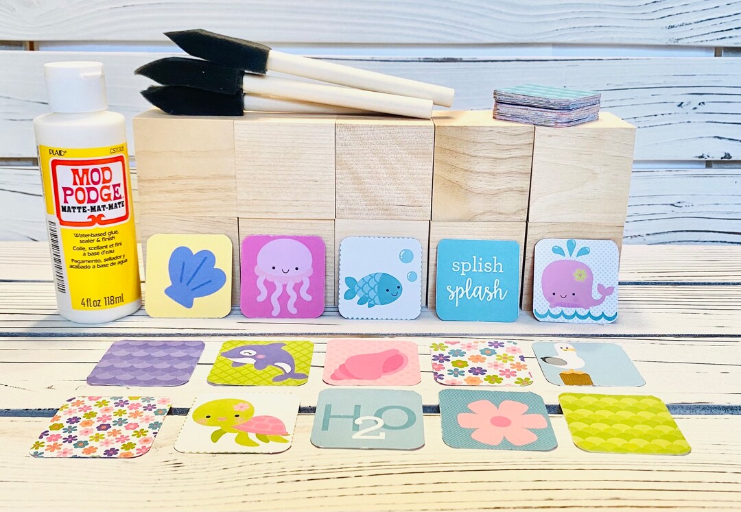 Ocean Theme Nursery - DIY Baby Block Kit - Baby Shower Craft - Baby ...