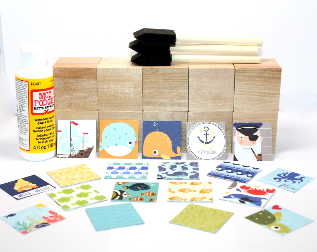 Ocean Theme Nursery - DIY Baby Block Kit - Baby Shower Craft - Shower ...