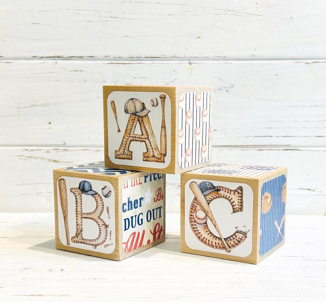Baseball ABC Blocks - Customize Your Name - Wooden Baby Blocks ...