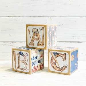 Baseball ABC Blocks - Customize Your Name - Wooden Baby Blocks ...