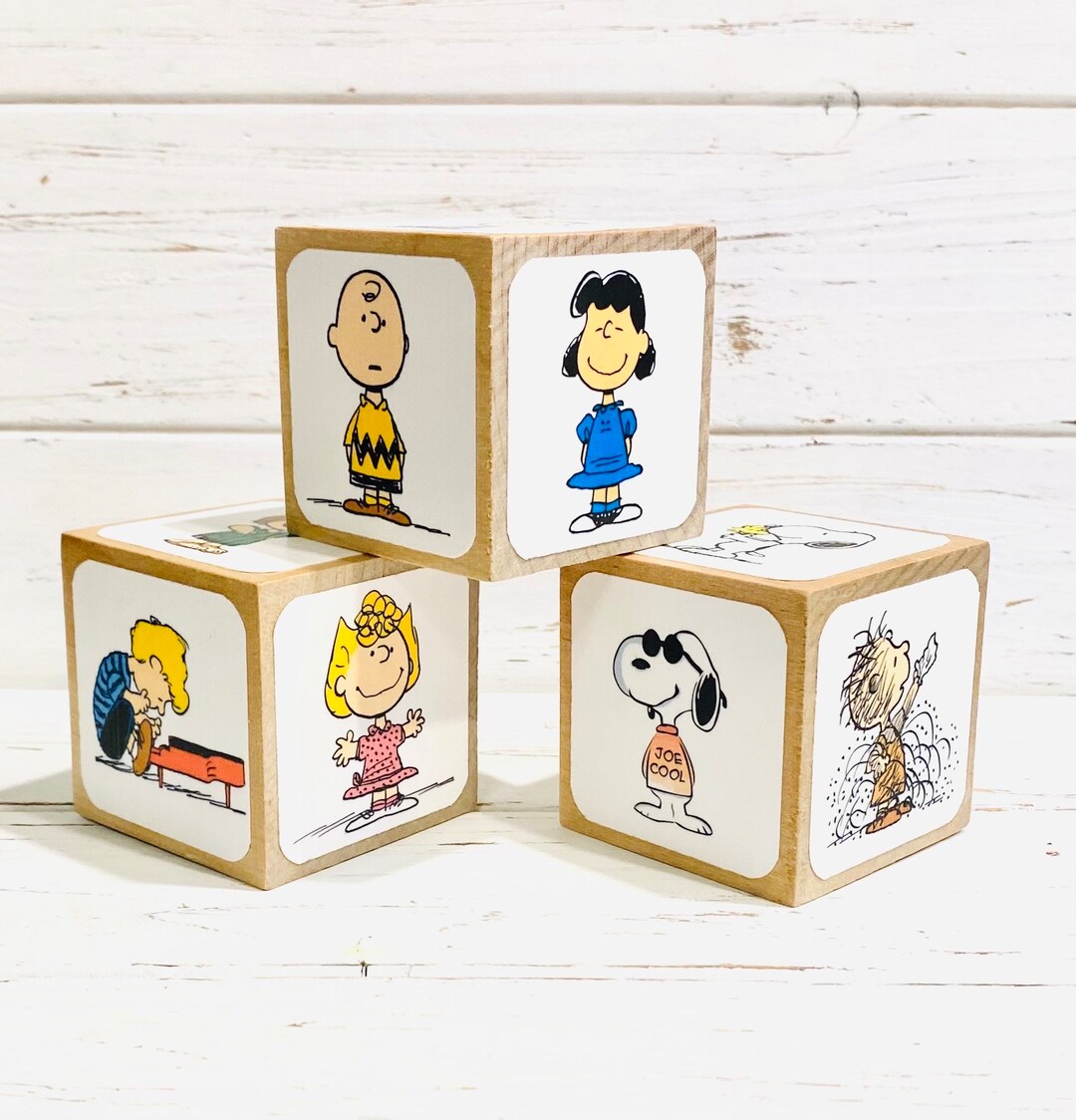 Peanuts Characters Wood Blocks Snoopy Charlie Brown Baby Shower ...