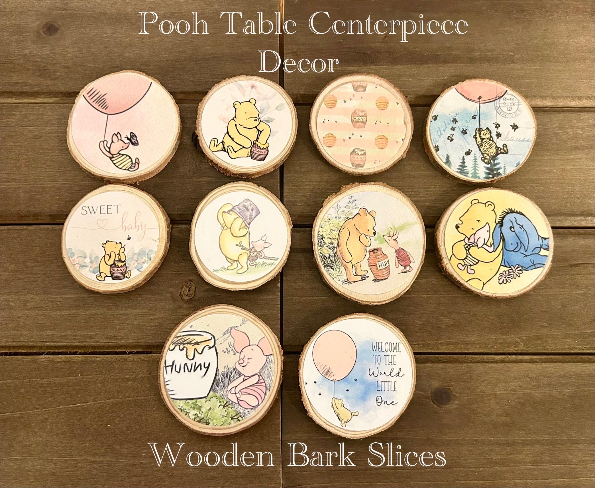 Winnie the Pooh Table Centerpiece - 10 Wooden Bark Slices - Enhance ...