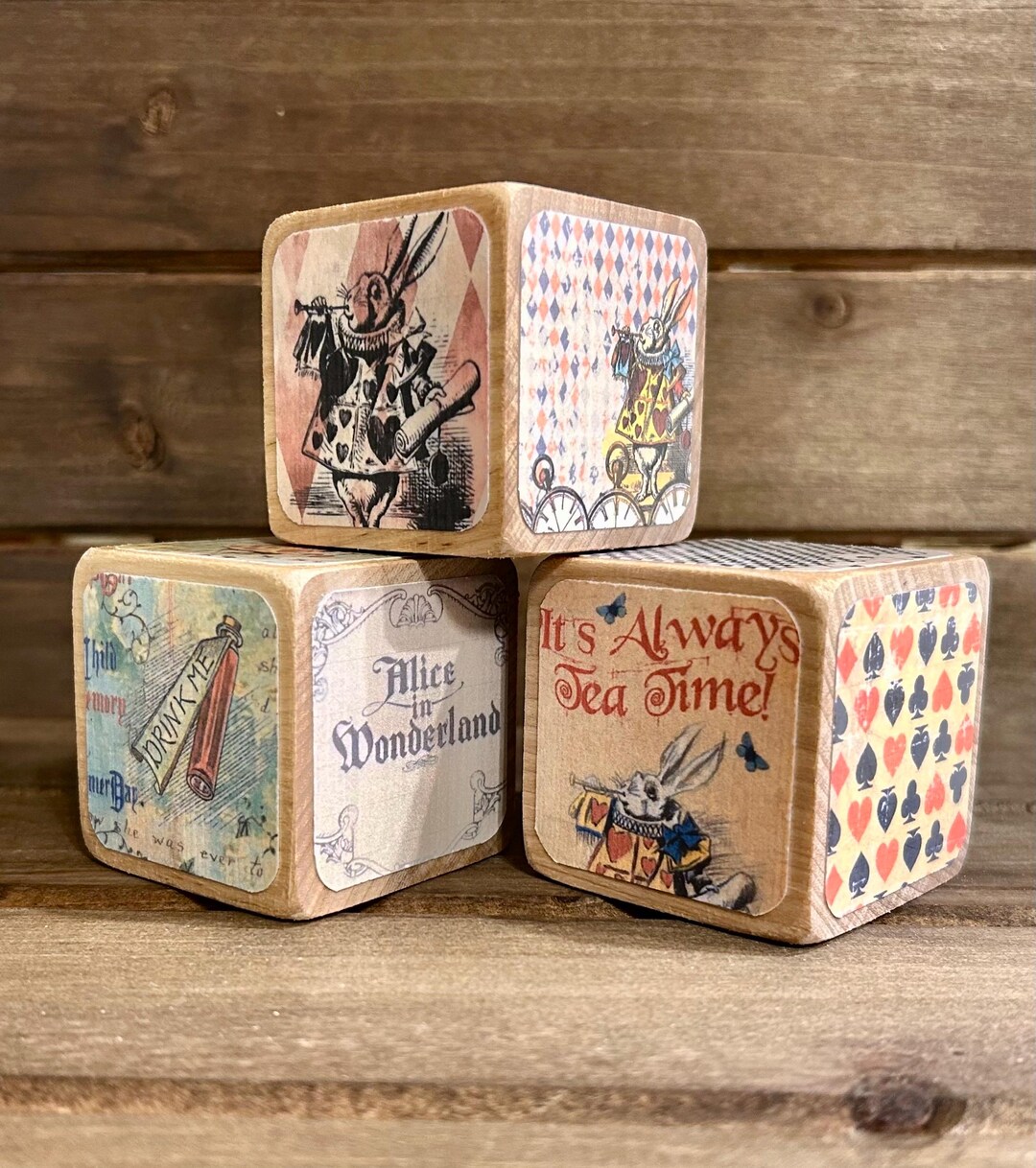 Alice in Wonderland Baby Shower - Baby Blocks - Nursery Room Decor ...