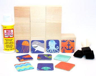 DIY Block Kit Activity Baby Shower Craft Wood Blocks | Etsy