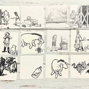 Vintage Winnie the Pooh Blocks - DIY Baby Shower Craft - All Black and ...