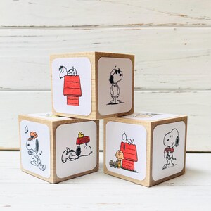 Peanuts Characters Wood Blocks Snoopy Charlie Brown Baby Shower ...