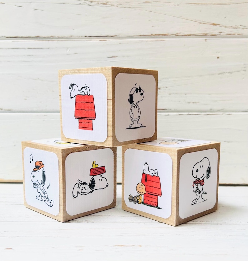 Peanuts Characters Wood Blocks Snoopy Charlie Brown Baby Shower ...