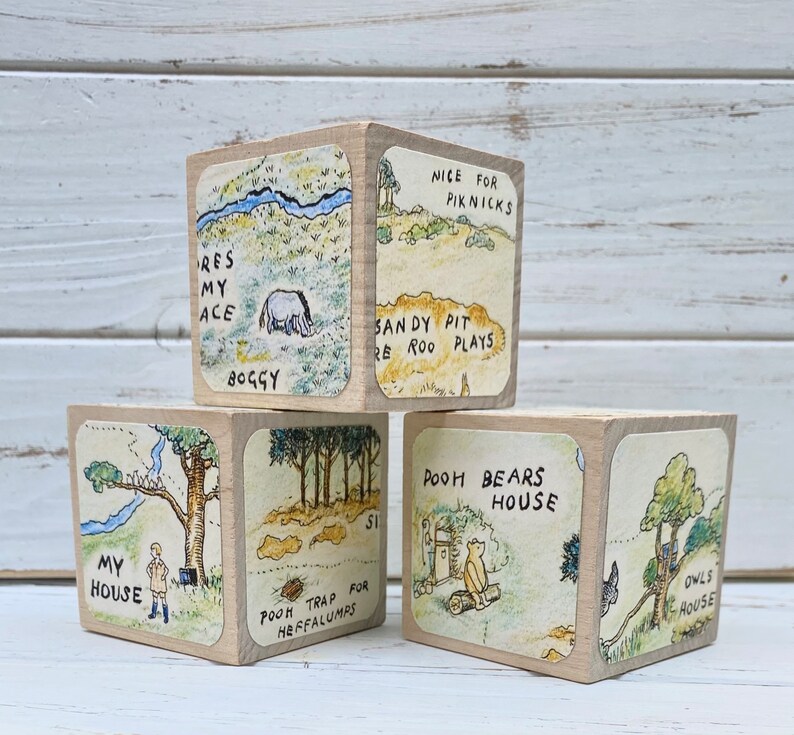 100 Acre Wood Nursery Decor Wooden Baby Blocks Vintage - Etsy