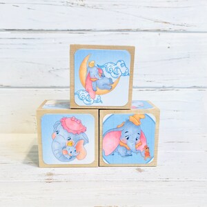 Dumbo Nursery or Baby Shower Decorations - Wooden Blocks - Baby Mine ...