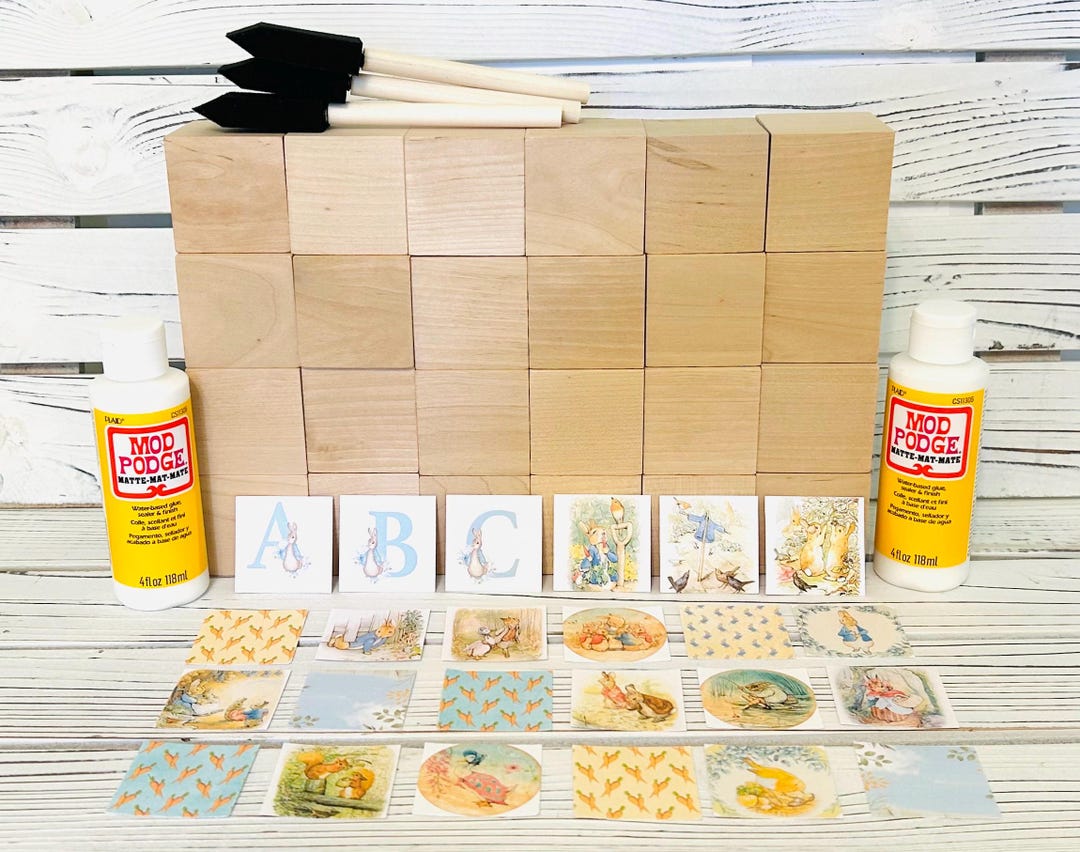 Baby Shower Activity - DIY Alphabet Letter Block Craft - Beatrix Potter ...
