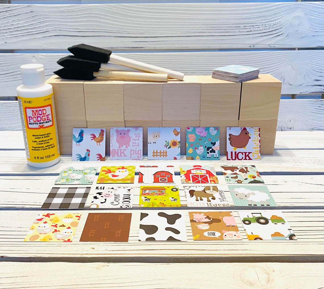 DIY Wood Block Kit Farm Theme Baby Shower Craft Gender - Etsy
