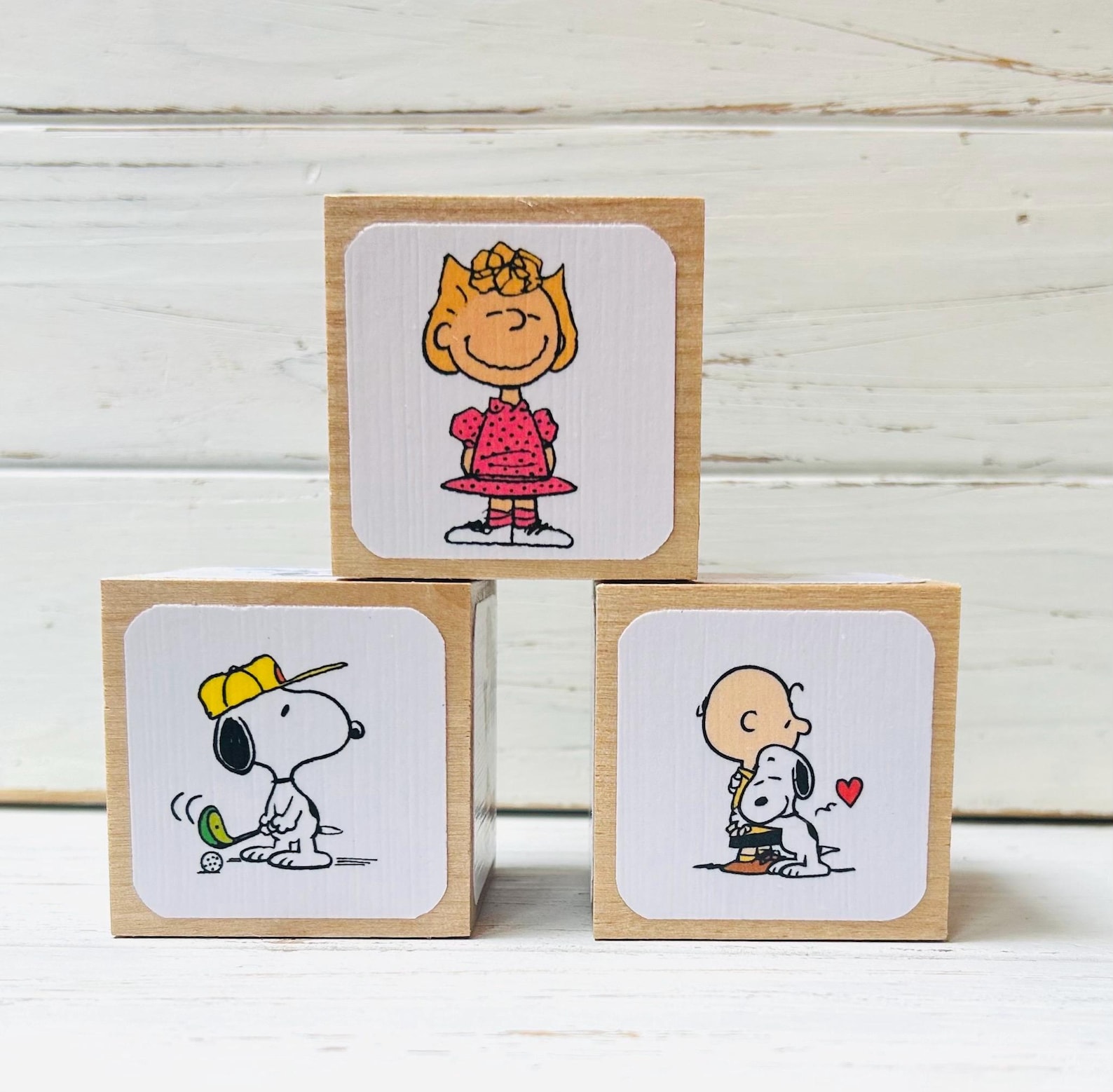 Peanuts Characters Wood Blocks Snoopy Charlie Brown Baby Shower ...