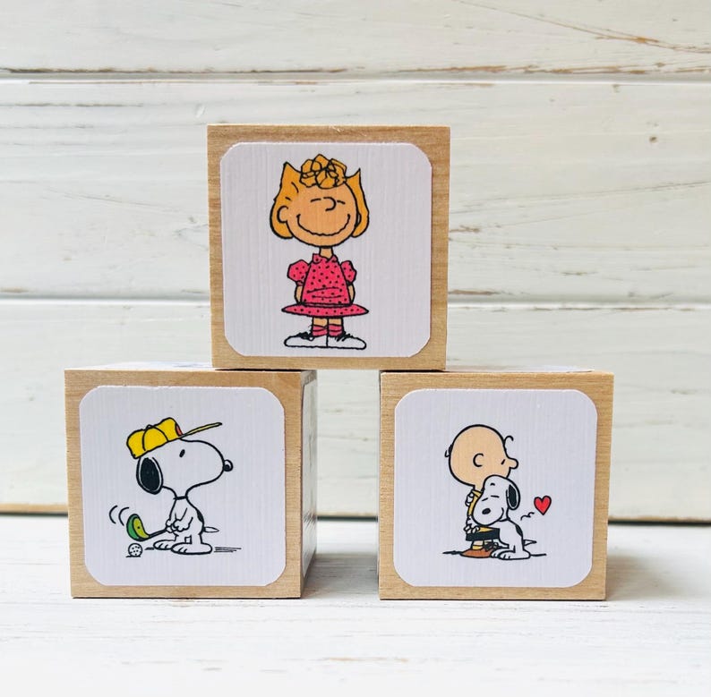 Peanuts Characters Wood Blocks Snoopy Charlie Brown Baby Shower ...