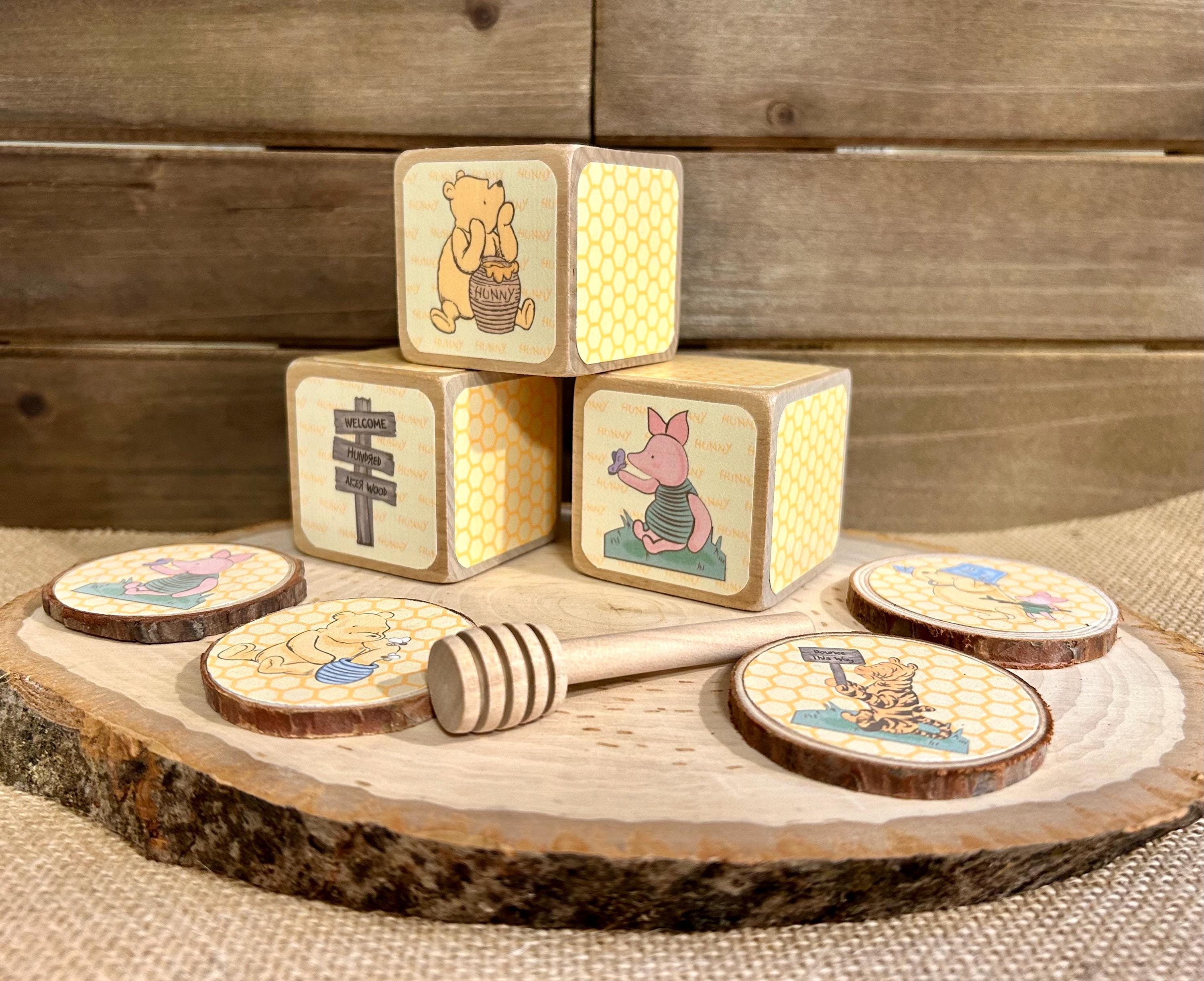 Winnie the Pooh Table Centerpiece Bundle - 3 Blocks, 4 Wooden Bark ...