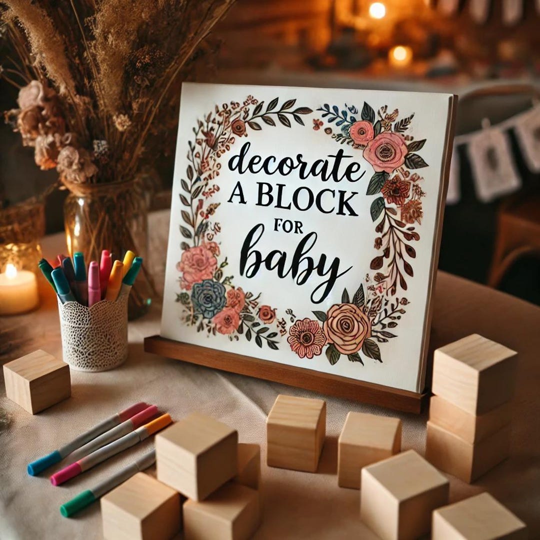 Make A Block for Baby - Baby Shower Activity - Decorate A Block ...