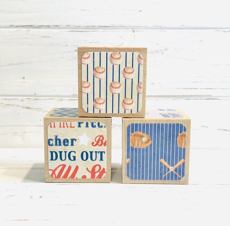 Baseball ABC Blocks - Customize Your Name - Wooden Baby Blocks ...