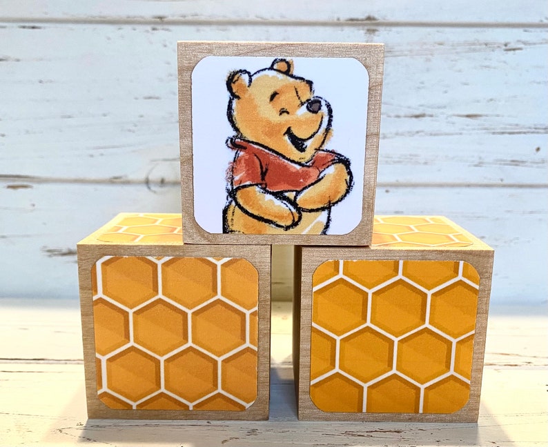 Winnie the Pooh - Wooden Baby Blocks - Baby Shower Decor - Table ...