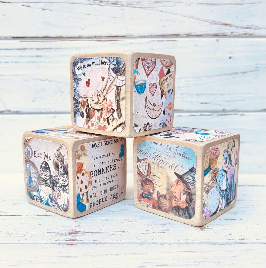 Alice in Wonderland Baby Shower Baby Blocks Nursery Room Decor Alice in ...