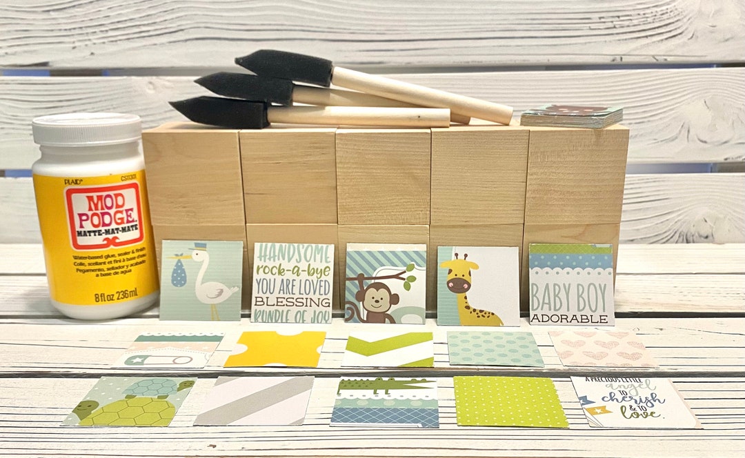 Wooden Blocks Baby Shower Craft Baby Boy Designs DIY - Etsy