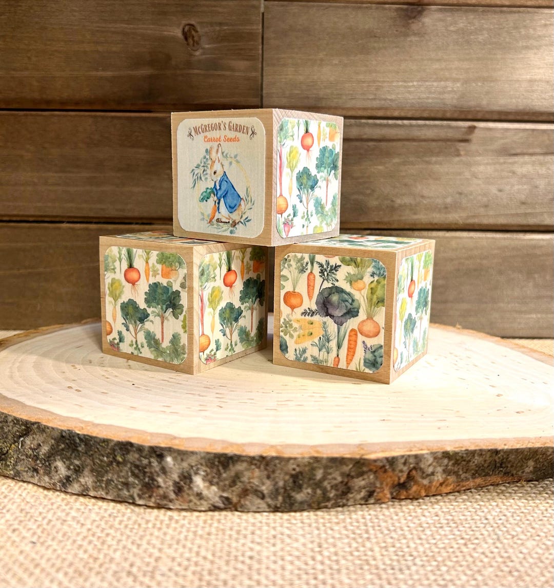 Beatrix Potter Wood Blocks - Mr. Mc Gregor - Peter Rabbit - Nursery ...