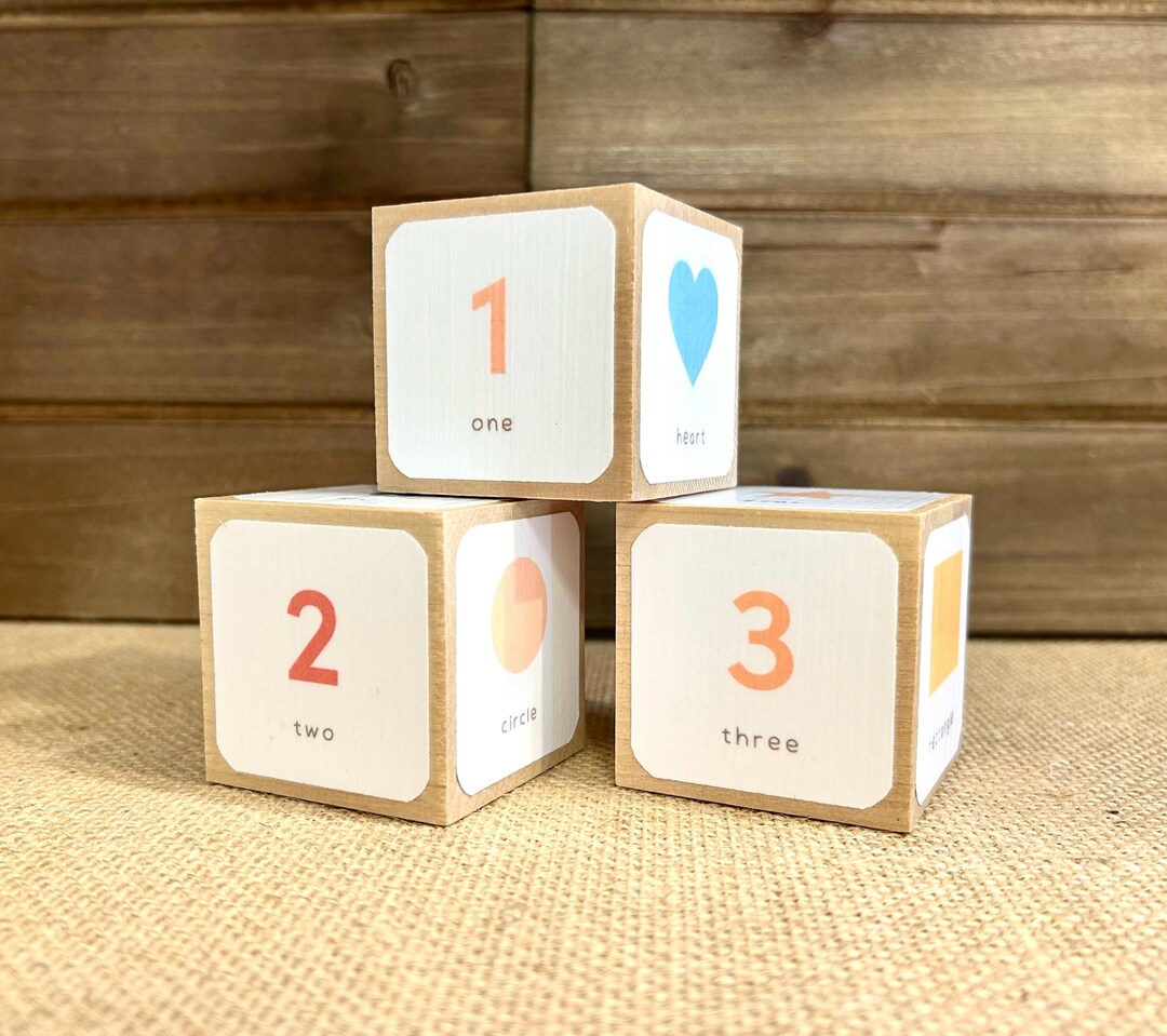 Numbers and Shapes Wooden Blocks - Montessori Inspired Educational Toy ...