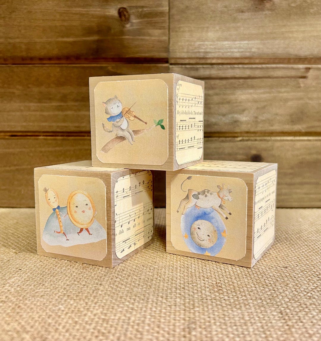Nursery Rhyme Baby Shower - Wooden Baby Blocks - Nursery Room Decor - 2 ...